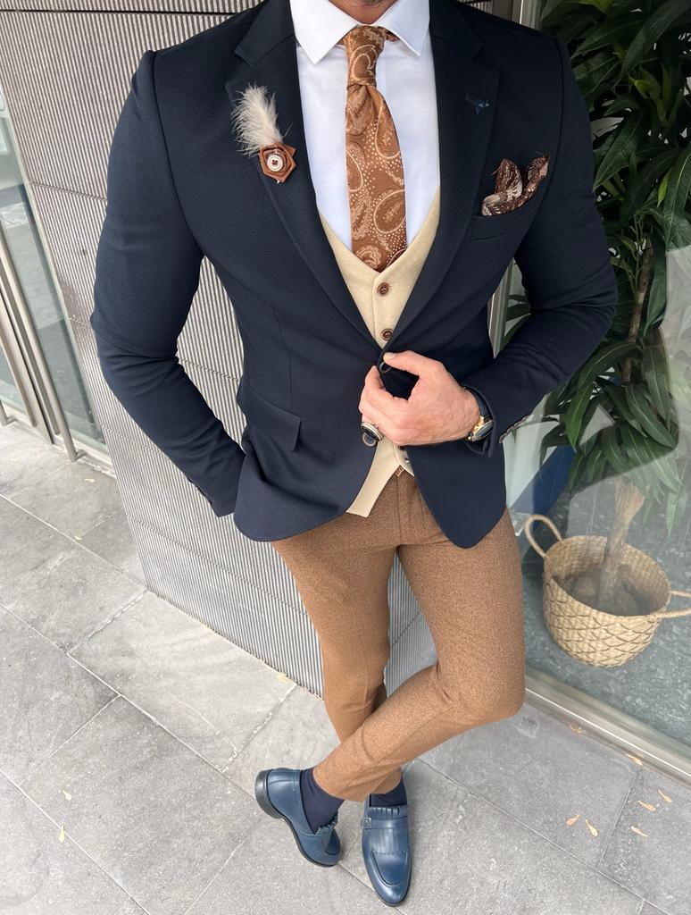 Dark Blue Groom Wedding Blazer for Men | GENT WITH
