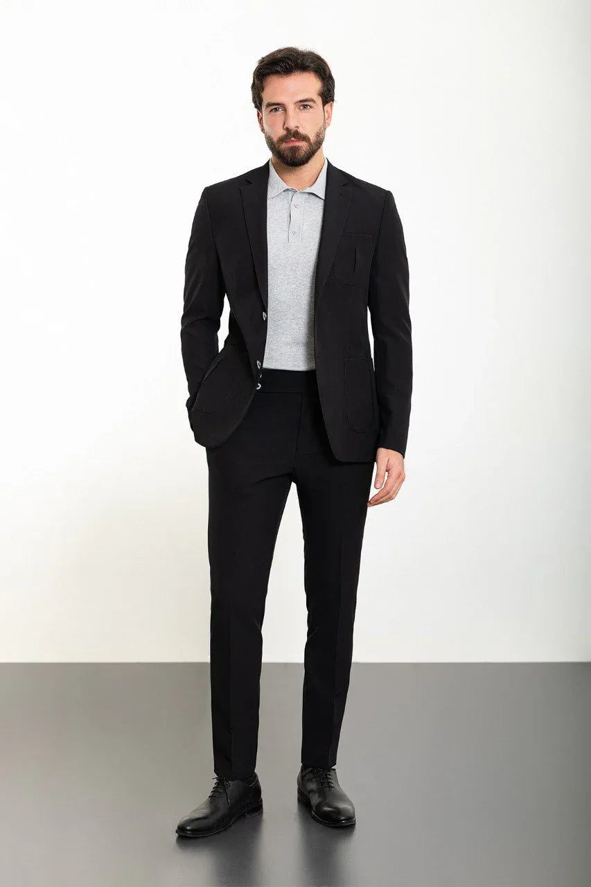 Black Slim Fit 2 Piece Suit for Men | Gent With – GENT WITH