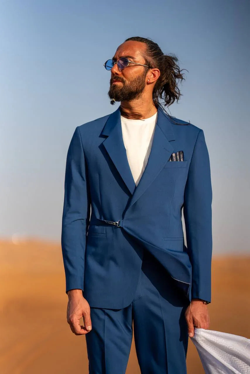 2 Piece Buckle Blue Suit - GENT WITH